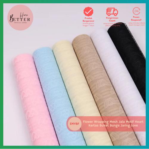 Jual Flower Wrapping Mesh Jala Motif Heart Buket Bunga Jaring Love ...