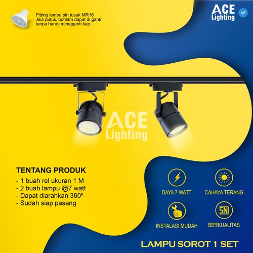 Jual Lampu sorot rell track 1 set isi 2 spotlight rell track lampu ...