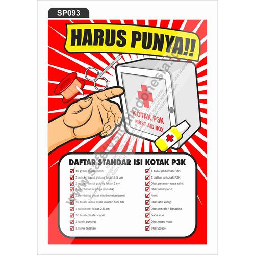 Jual SP093 Poster K3 Safety A1 Blok - Daftar Standar Isi Kotak P3K ...