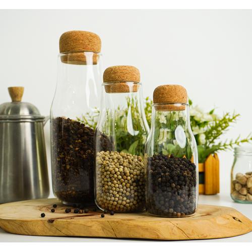 Jual Botol kaca gabus spice carafe canister jar toples 3pcs paket ...