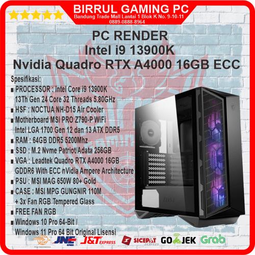 Jual PC RENDER Intel i9 13900K Nvidia Quadro RTX A4000 16GB ECC ...