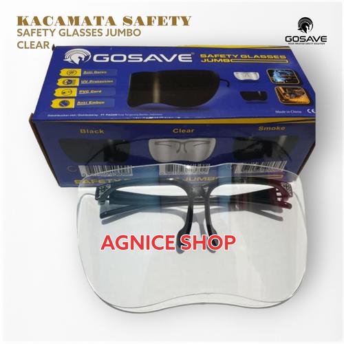 Jual Kacamata Gerinda Safety Jumbo Bening Clear GOSAVE Kaca Mata ...
