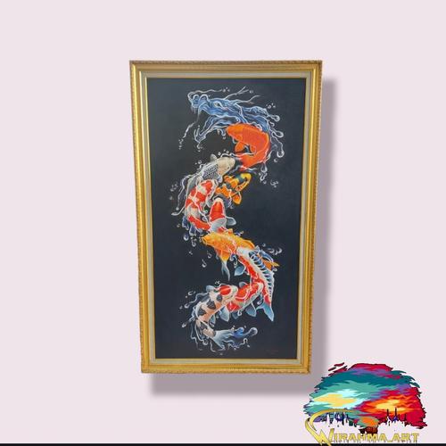 Jual Lukisan ikan koi Naga 150 x 80 cm plus bingkai fiber - Kab ...