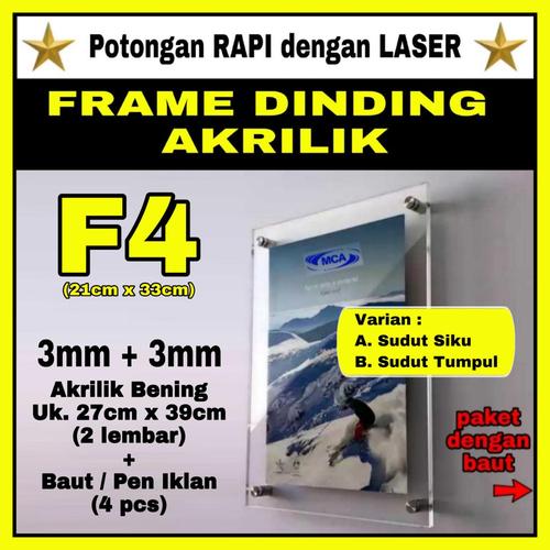 Jual FRAME AKRILIK F4 (3mm+3mm) / BINGKAI POSTER AKRILIK F4 / Acrylic ...