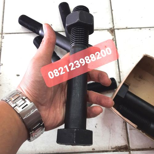Jual baut mur baja m24 x 130 hex bolt nut 8.8 HTB m24x130 baud baja ...