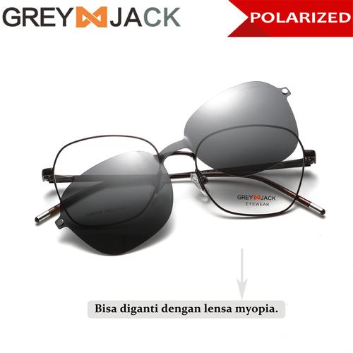 Promo Grey Jack Frame Kacamata Clip On Free 3Lens Metal Bisa Minus New ...