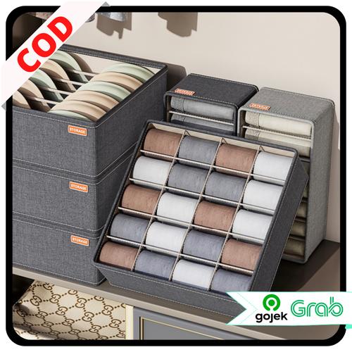 Jual KAISSO - KOTAK PENYIMPANAN PAKAIAN DALAM KAOS KAKI / ORGANIZER LEMARI - 7 Grid, Abu Muda ...