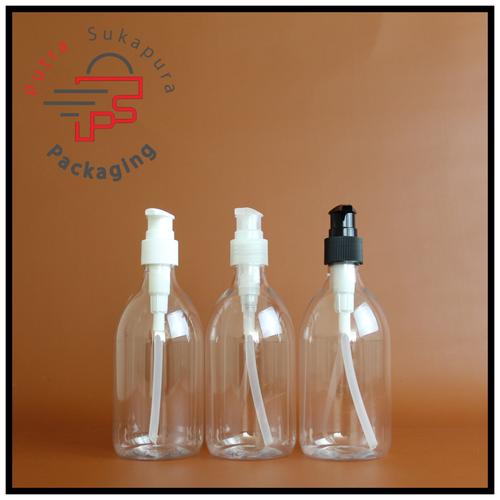 Jual botol pump 300ml oval natural/botol plastik 300ml/Pump lotion neck ...