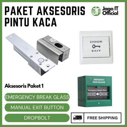 Jual Paket Aksesoris Akses Kontrol Pintu Kaca Freamless Dropbolt|Exitbutton - Varian 1 - Jakarta ...