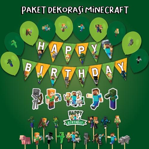 Jual PAKET DEKORASI MINECRAFT HBD ULTAH HIASAN ULANG TAHUN BANNER BALON ...