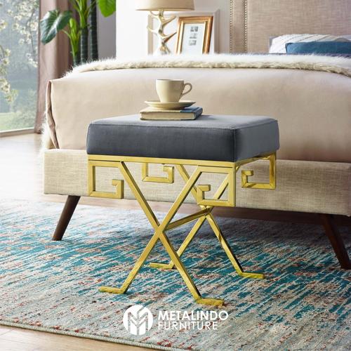 Jual mini puff stool kotak mewah, modern mini puff stainless gold ...