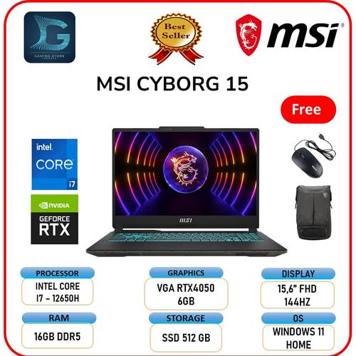Jual Laptop MSI CYBORG 15 RTX4050 I7 12650H 16GB 512SSD W11 15.6" FHD ...