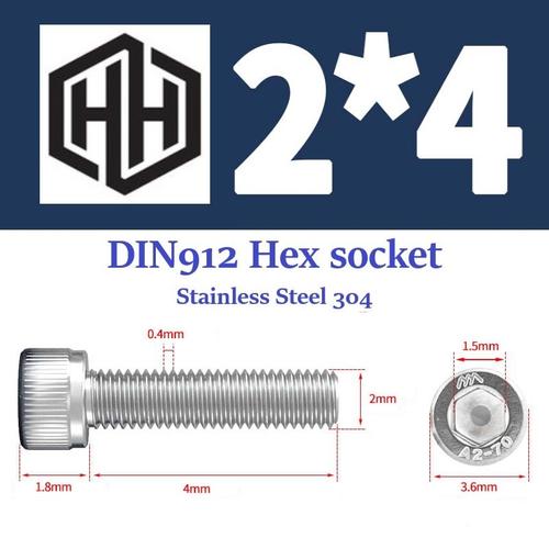 Jual Baut L M2 x 4 DIN912 Hex Socket Stainless Steel BL24 - Kota Depok ...