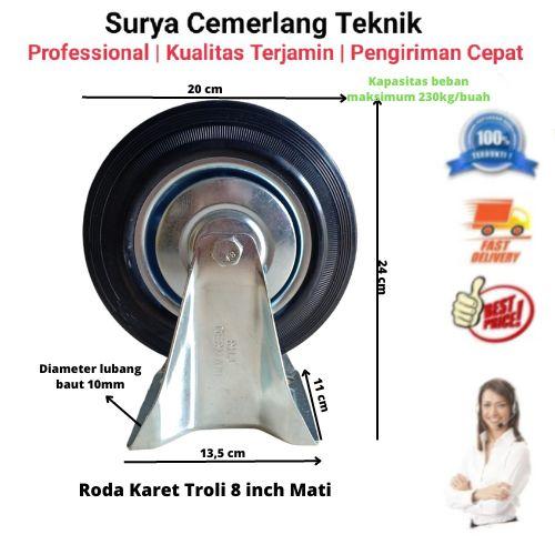 Jual roda troli troly karet Mati 8 inch roda trolley estalase pintu ...