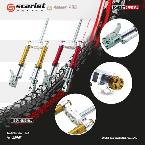Promo SCARLET RACING Shock Skok Upside Down USD Adjuster Full CNC Aerox - Red Cicil 0% 3x ...