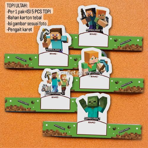 Jual TOPI ULTAH MINECRAFT HBD DEKORASI HIASAN ULANG TAHUN BANNER ...