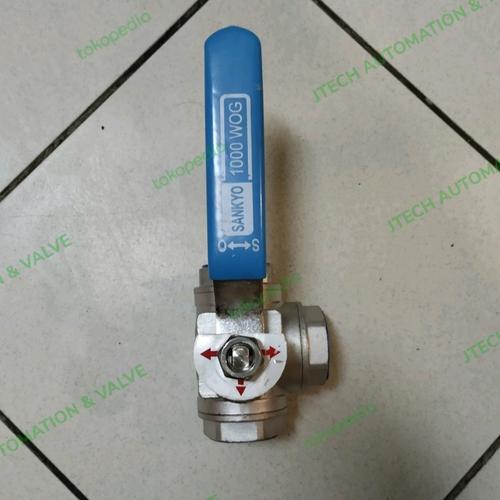 Jual ball valve sankyo 3 way drat ss316 1" inch - Jakarta Barat - JTECH ...