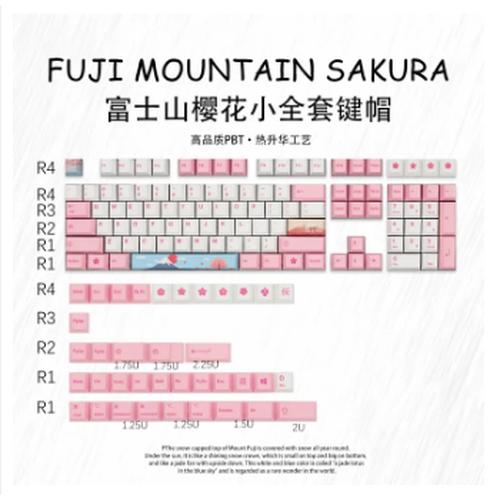 Jual Gunung Fuji Sakura Set Lengkap keycaps Merah Jambu Akko Keyboard ...