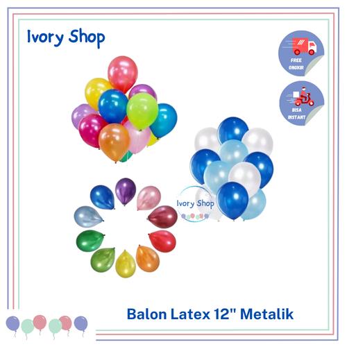 Jual Balon Latex Metalik Pearl 12" mix 9 - 12 warna - Sand white mtlk ...