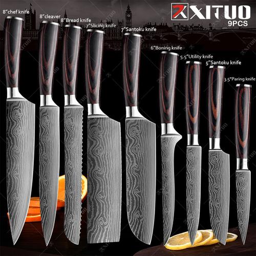 Jual Pisau Dapur Potong Tajam Koki Chef Knife Motif Damaskus ...