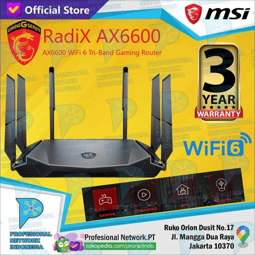 Promo MSI RadiX AX6600 WiFi Wireless 6 Tri-Band Gaming Router Cicil 0% ...