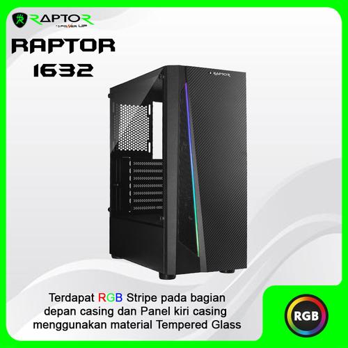 Jual Gaming Case RAPTOR Black Strike 1632 - LED RGB Light - Tempered ...