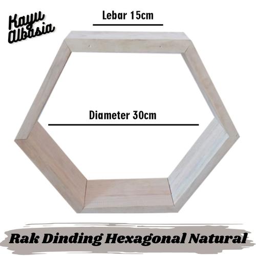 Jual Rak Dinding Kayu Hexagonal 30 Cm Natural Ambalan Hiasan Segi 6