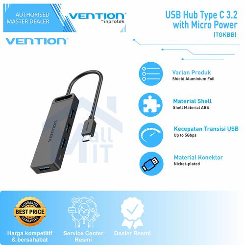 Jual Vention USB Hub Type C 3.2 with Micro Power Android Windows Mac ...