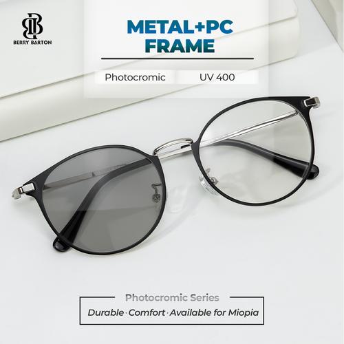 Promo Kacamata Frame Bulat Lensa Photocromic Blueray Minus Pria Wanita ...