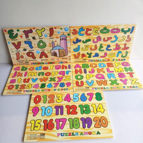 Jual Puzzle Kayu Huruf Angka Alfabet Hijaiyah Mainan Edukasi Anak ...