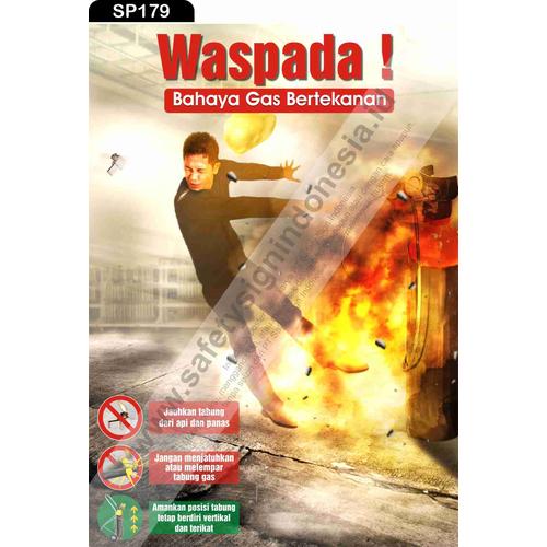 Jual SP179 Poster K3 Safety A2 Blok - Waspada, Bahaya Gas Bertekanan ...