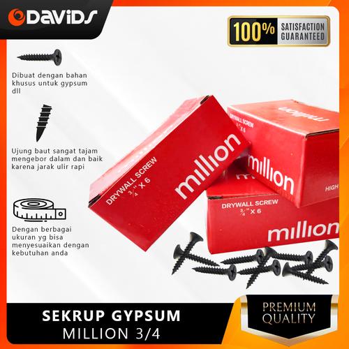 Jual Sekrup Gypsum Skrup Gipsum Drywall Screw Plafon Baja Kayu 3/4 Inch ...