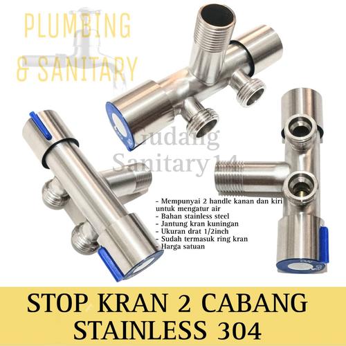 Jual STOP KRAN AIR 2 CABANG STAINLESS SUS304 KRAN AIR SHOWER STOP KRAN ...
