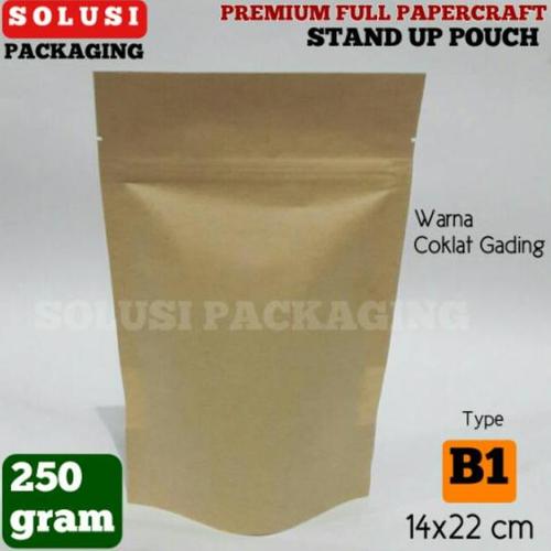 Jual KEMASAN KOPI PREMIUM STANDING POUCH PAPERCRAFT 250 GR/PLASTIK KLIP ...