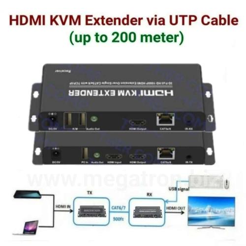 Jual HDMI KVM USB (Mouse keyboard) Extender via UTP Cable - Up to 200 ...