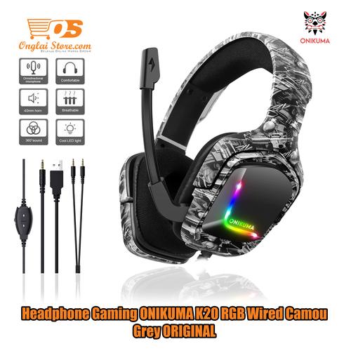 Jual Headphone Gaming ONIKUMA K20 RGB Wired Camou Grey ORIGINAL ...