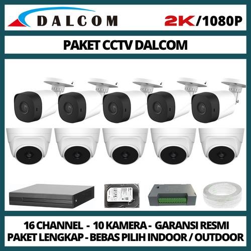 Promo PAKET CCTV DALCOM 16 CHANNEL 10 CAMERA 2K 1080P KAMERA - HDD 4TB ...