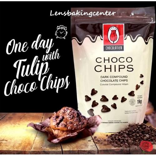 Promo Tulip Dark Compound Choco Chips Packingori 1kg / 1 kg 250gr/250 ...