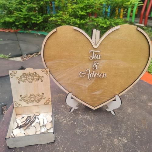 Jual Frame Hati Guest book Heart Wedding Sign Love Acrylic Kartu Ucapan ...