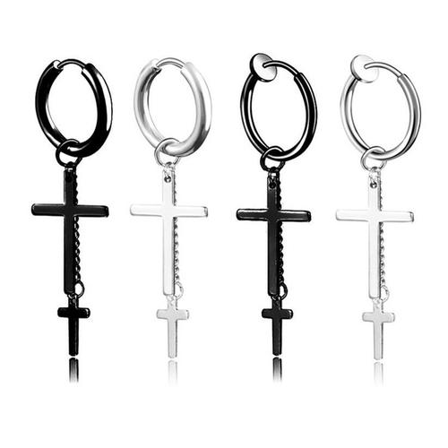Promo Anting Jepit Klip Magnet / Tindik Tusuk Salib Rantai Panjang Kpop ...
