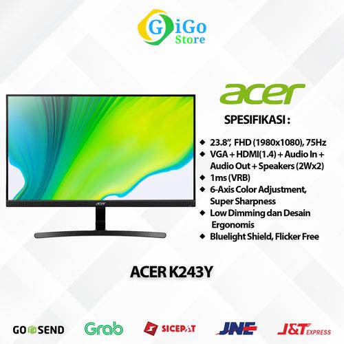 Jual Monitor LED Acer K243Y FHD IPS VGA HDMI 75Hz FreeSync Komputer ...