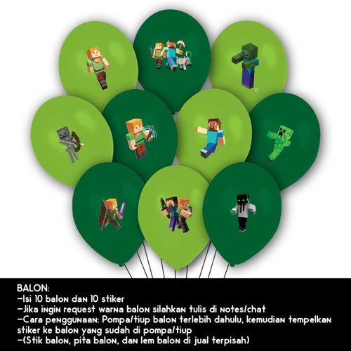 Jual BALON MINECRAFT DEKORASI ULTAH HIASAN ULANG TAHUN BANNER TOPPER ...