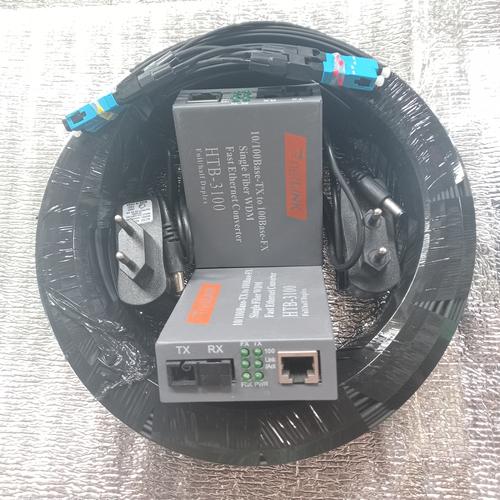 Jual kabel fo 2 core 3s 50m dan sepasang htb converter 3100 AB siap ...