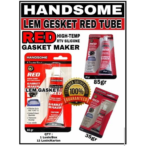 Jual GROSIR LEM RED SILICONE / LEM GASKET MERAH RED 85 35 gram HANDSOME ...