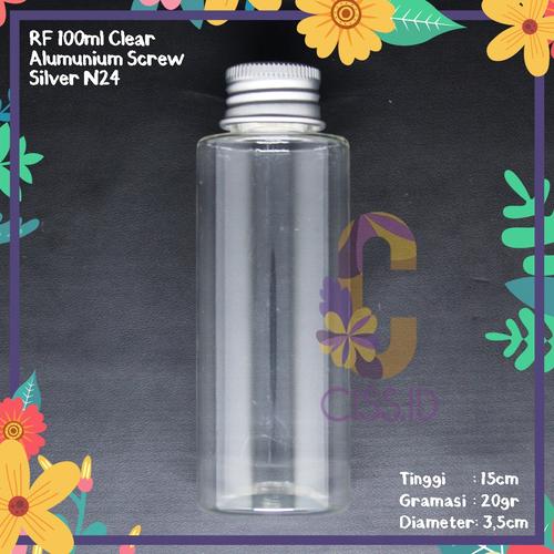 Jual BOTOL RF 100ML CLEAR TUTUP ALUMUNIUM SILVER N24 IMPORT ULIR URIL ...
