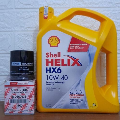 Jual Paket oli shell hx6 10-40 & filter oli xpander outlander mirage ...