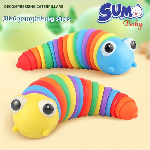 Promo Mainan Fidget Ulat Siput Finger Slug Toy Squishy Penghilang Stres ...