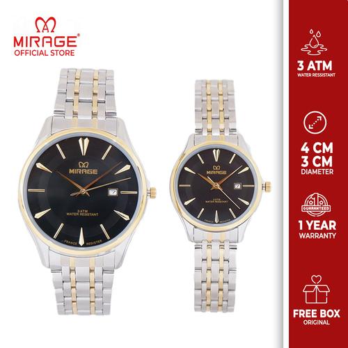 Promo Mirage Watch Jam Tangan Analog Couple Silver Gold 8775 Original ...