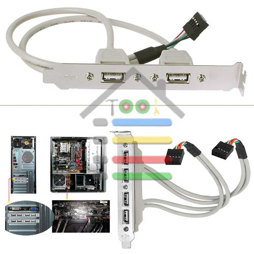 Promo 2 / 4 PORT USB EXTENTION SLOT FOR PC DESKTOP 2.0 9PIN REAR BACK ...