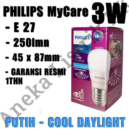 Jual PHILIPS LED BULB 3W 3 W Watt e27 PUTIH 6500K 220V 3Watt COOL ...